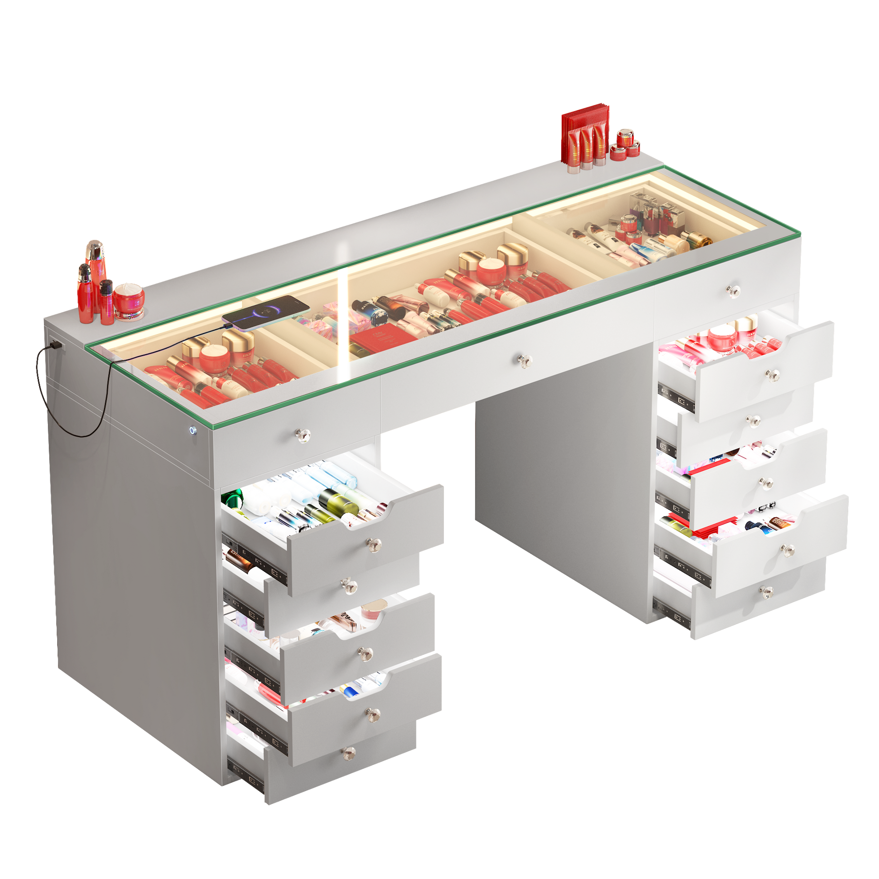 VANITII Stunning Vanity Desks: Sleek Designs, Led Lights, & Storage Drawers